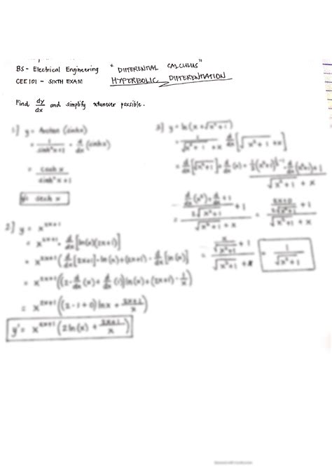 Solution Hyperbolic Differentiation Differential Calculus Studypool