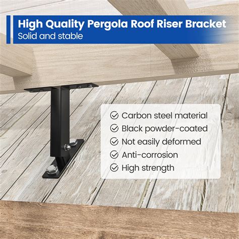 3pack Pergola Roof Riser Bracket Kit Adjustable Angle