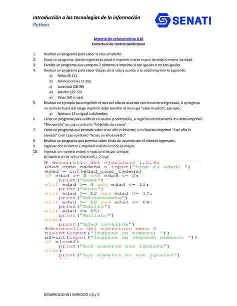 Material De Reforzamiento U10 Tec Introducción A Las Tecnologías De La Información Python