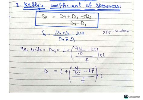 Solution Kelly S Coefficient Of Skewness Studypool
