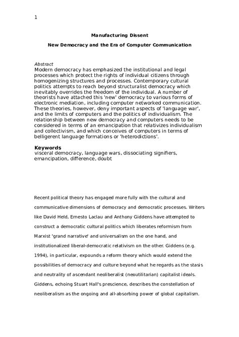 Doc Media Democracy The Reformulation Of Democracy In A Mediated World