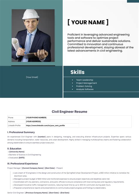 Free Civil Engineer Resume Template To Edit Online