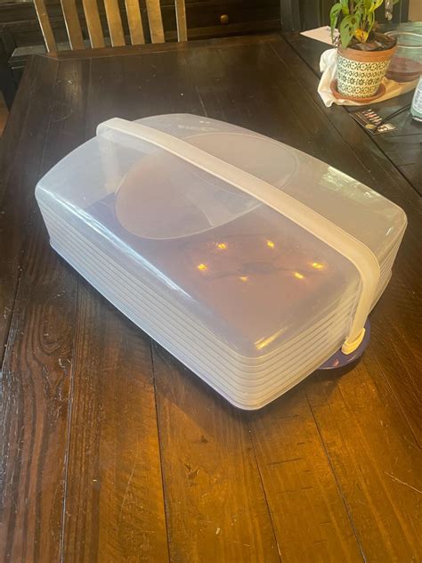 Tupperware 18 Cupcake And Rectangle Cake Takercarrier Blue Etsy