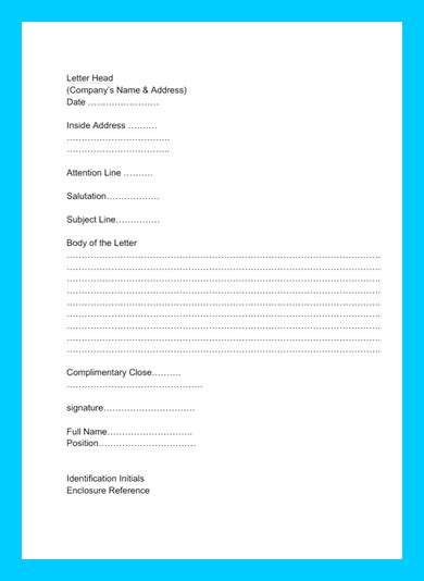 Business Letter Format With Subject Line