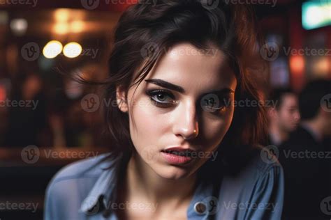 Ai Generated Pretty Drunk Girl At The Bar Concept Of Alcoholism