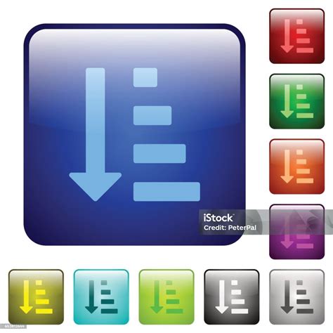 Ascending Ordered List Mode Color Square Buttons Stock Illustration Download Image Now Blue