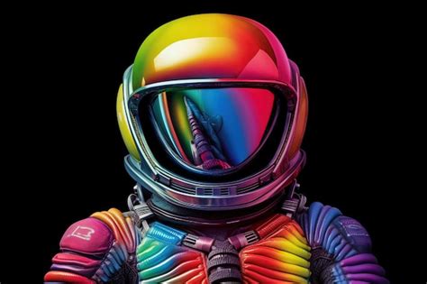 Premium Ai Image Rainbow Spacesuit Astronaut Illustration Generative Ai