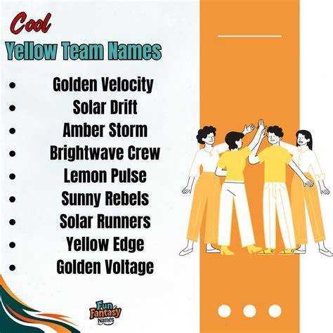 750 Yellow Team Names Funny Unique Catchy And Best Ideas