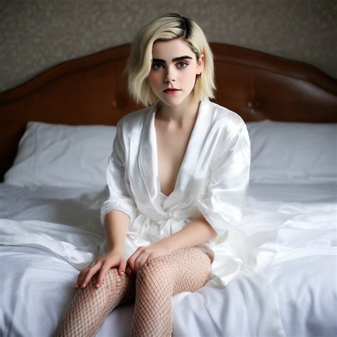 Beautiful Young Kiernan Shipka In A Short White Silk Robe On The