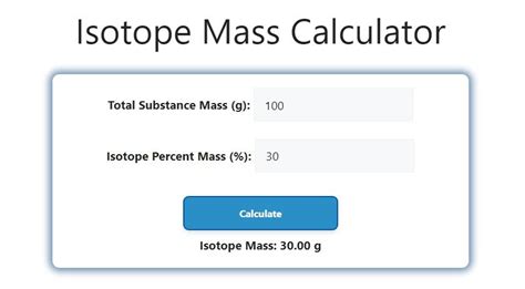 Isotope Mass Calculator Savvy Calculator