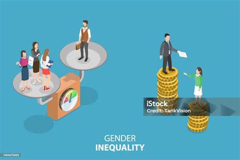 3d Isometric Flat Vector Conceptual Illustration Of Gender Inequality
