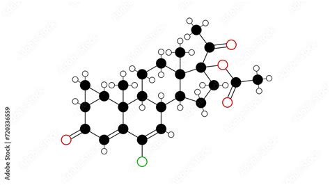 Cyproterone Acetate Molecule Structural Chemical Formula Ball And Stick Model Isolated Image