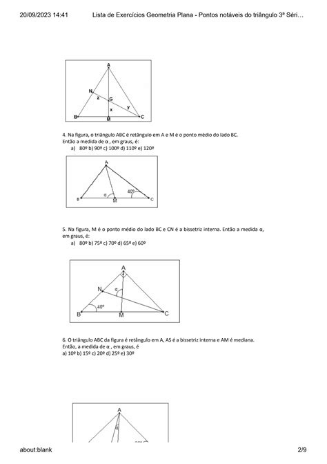 Solution Lista De Exerc Cios Geometria Plana Pontos Not Veis Do Tri