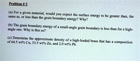 Solved For A Given Material Would You Expect The Surface Energy To Be Greater Than The Same