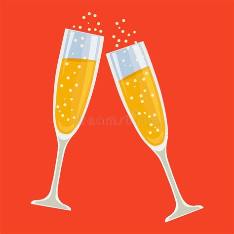 The Clink Of Champagne Glasses Stock Vector Illustration Of Liquid