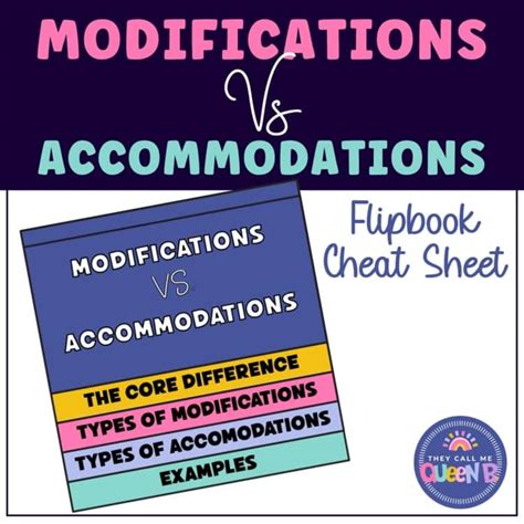Modifications Vs Accommodations Cheat Sheet Flipbook By They Call Me Queen B