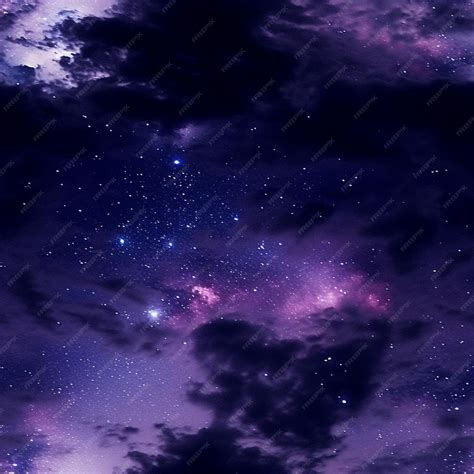 Premium Photo Purple And Blue Sky With Stars And Clouds Generative Ai