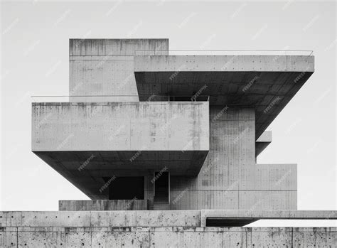 Soviet Brutalist Concrete Architecture Premium Ai Generated Image
