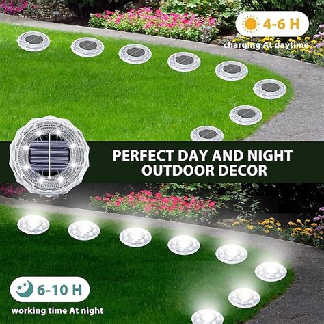 Solar Ground Lights Outdoor 8 Led Solar Disc Lights Ip65 Waterproof