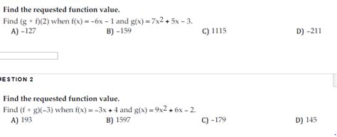 solved find the requested function value find g f 2