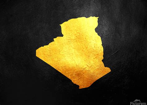 Algeria Gold Map Wall Art Par Abconcepts
