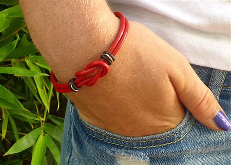 Mens Red Leather Love Knot Bracelet Meaningful Jewelry T For Him