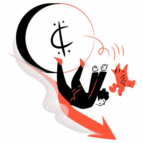 Finance Decrease Arrow Down Coin Currency Cat Illustration Download On Iconfinder