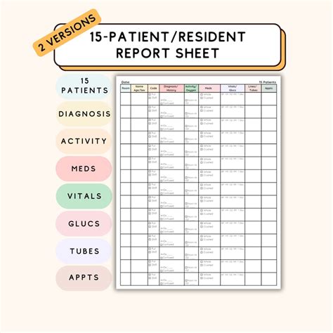 Long Term Care Report Sheet For 15 Patients Long Term Care Report Sheet
