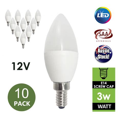 12v Led Bulb Globe E14 C35 3w Frosted Warm White 10 Pack