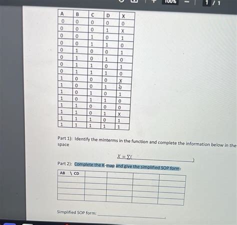solved part 1 identify the minterms in the function and