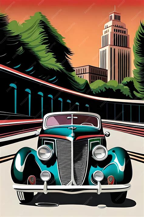 Premium Ai Image Full Color Poster Of Vintage Classic Car Antique And