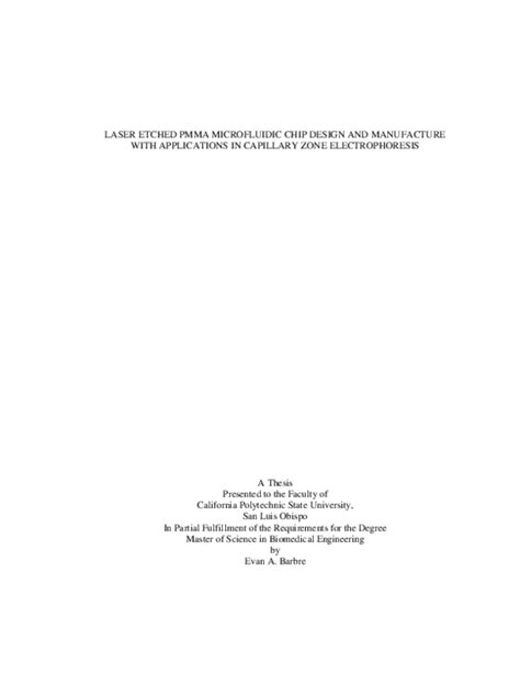 Pdf Laser Etched Pmma Microfluidic Chip Design And Manufacture With Applications In Capillary