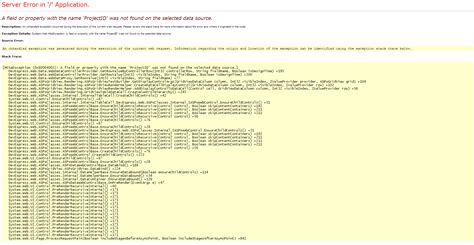C Fieldproperty Not Found On Data Source Stack Overflow
