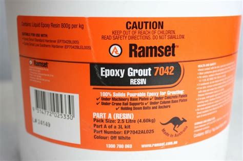 Ramset Epoxy Grout 7042 Kit Part A 2 5l Resin Part B 500ml Hardener
