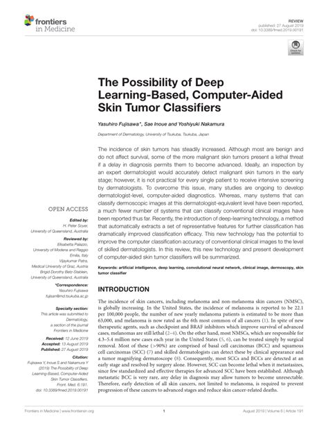 Pdf The Possibility Of Deep Learning Based Computer Aided Skin Tumor Classifiers