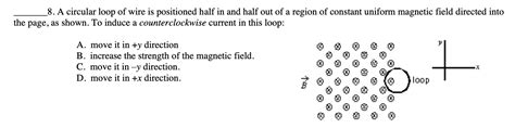 Solved A Circular Loop Of Wire Is Positioned Half In And Chegg