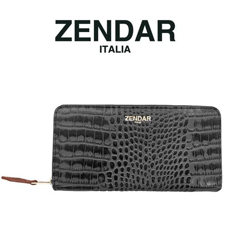 【zendar】台灣總代理 限量1折 頂級小牛皮鱷魚紋拉鍊長夾 霏比系列 全新專櫃展示品 灰白色 送禮盒提袋 全聯全電商