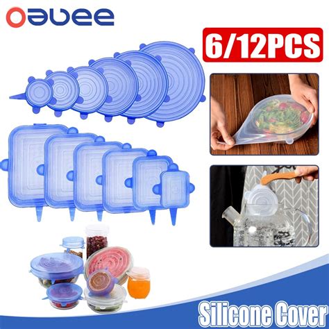 612pcs 식품 실리콘 커버 스트레치 뚜껑 재사용 식품 랩 그릇 냄비 커버 실리콘 스트레치 뚜껑 요리 음식 신선한