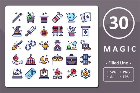 30 Magic Icons Filled Line Get It Now Icon Icons Freeicon