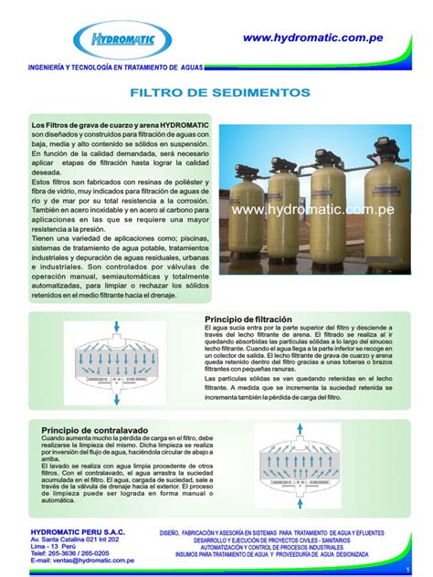 Filtros Multimedia Para Tratamiento De Agua Pdf Filtración Agua