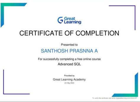 Santhosh Prasanna On Linkedin Advancedsql Greatlearning
