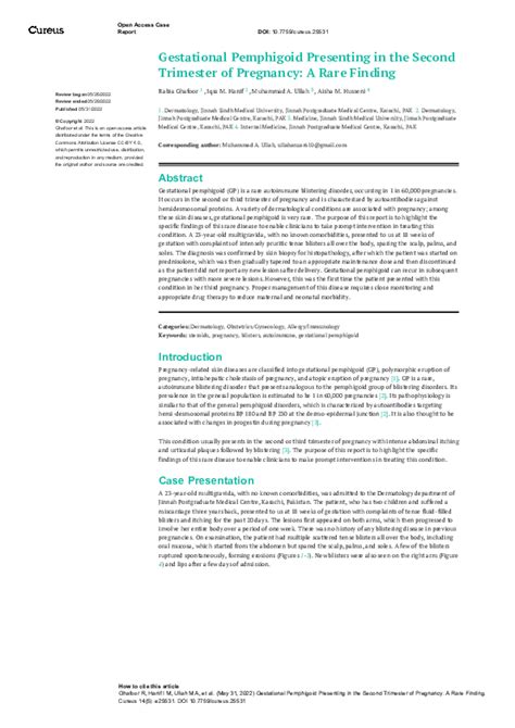 Pdf Gestational Pemphigoid Presenting In The Second Trimester Of Pregnancy A Rare Finding