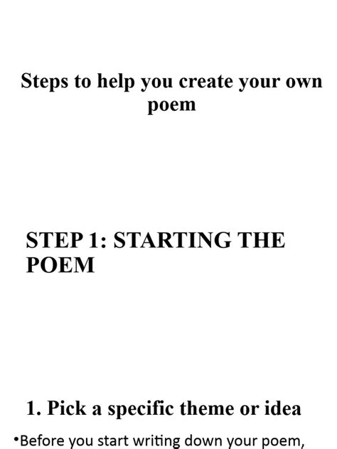 Steps To Help You Create Your Own Poem Pdf Poetry Thought