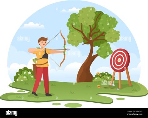 Sport De Tir à Larc Avec Un Arc Et Une Flèche Pointant Vers Target Pour Une Activité De Loisir