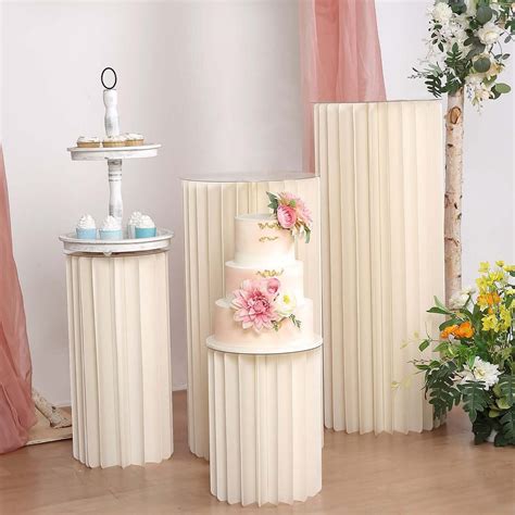 Ivory Cylinder Pillar Pedestal Stand 24 Efavormart