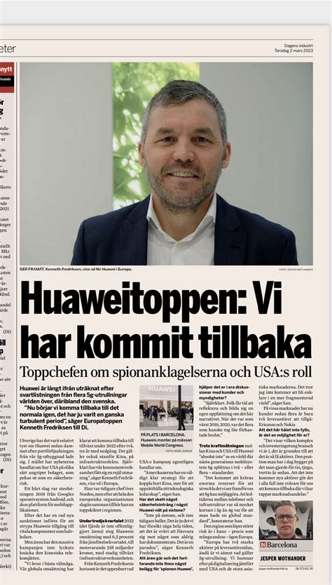 During This Years Mwc In Barcelona I Met With Dagens Industri Industry And I Shared Some