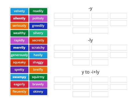 Suffixes Y Ly And Y To Ily Group Sort