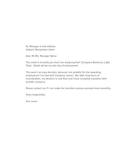 9 Email Resignation Letter Templates Free Word Pdf Format Download