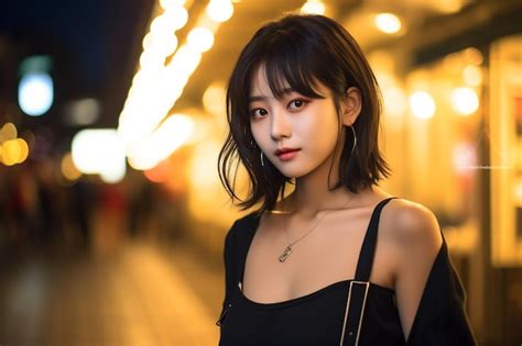 Beautiful Asian Girl On Trandy Casual Outfit Premium Ai Generated Image