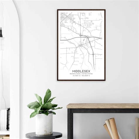 Middlesex Pennsylvania Map Poster Modern Home Decor Wall Art Print